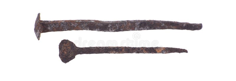 Old Rusty Nails Isolated on White Stock Photo - Image of build ...