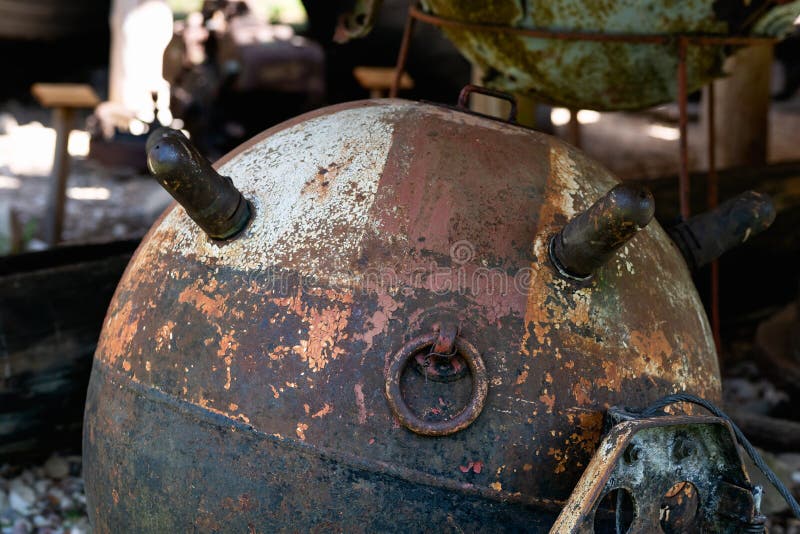 Old Rusty Naval Contact Training Mine at the Exhibition Stock Photo ...