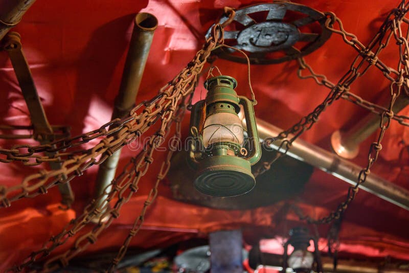 Old rusty oil lamp stock image. Image of close, background - 118956323