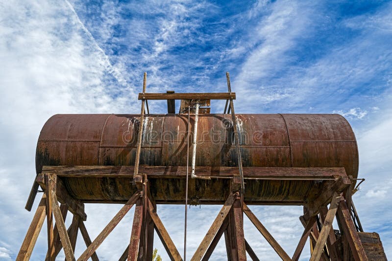 An Old Rusty Oil Tank Raised on Scaffolding Stock Photo - Image of ...