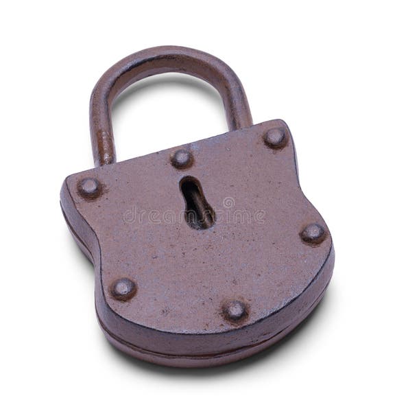 Old Rusty Pad Lock stock image. Image of white, isolated - 120445403