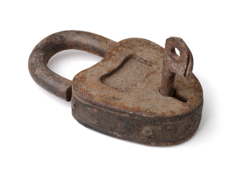 Old Rusty Padlock and Latch on a Wooden Door Stock Image - Image of ...