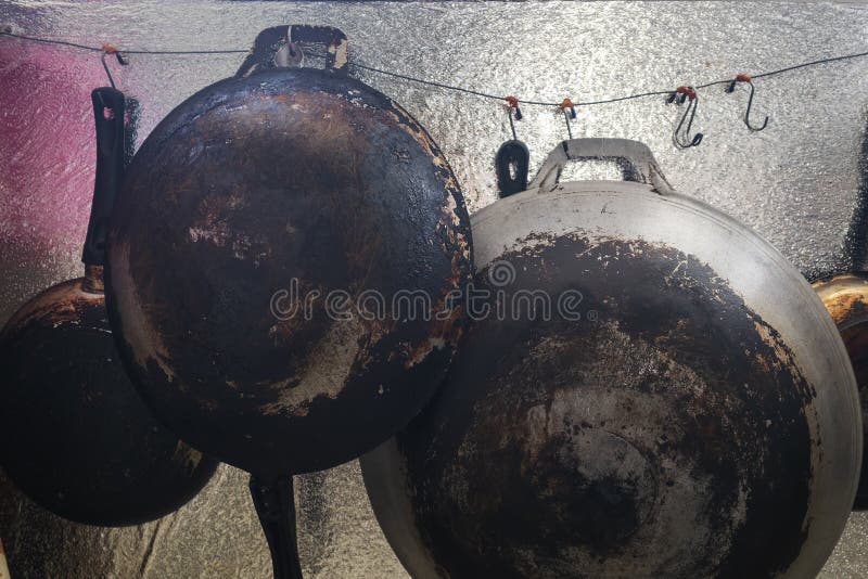 Old and Rusty Pan in the Kitchen, Aged Burnt Pan Cooking Kitchenware ...