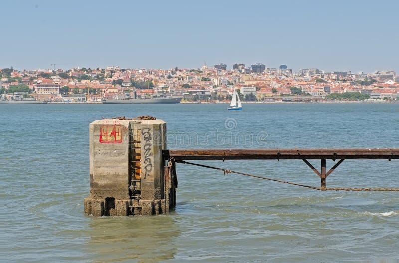 Old Rusty Pier in Almada Harbour Editorial Photography - Image of tagus ...