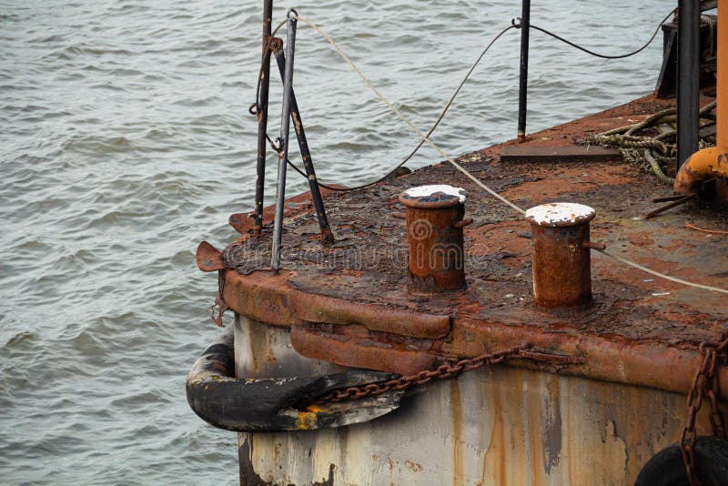 Old Rusty Pier or Dock in a River Stock Photo - Image of floating ...