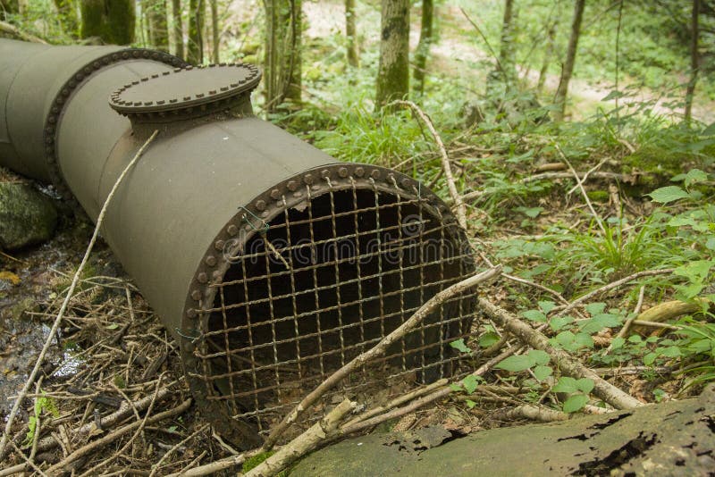 Old Rusty Pipe in Forest, in Vosges. Stock Image - Image of industrial ...