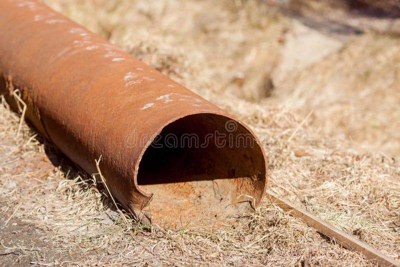 Old Rusty Pipe. Large Metal Rusted Pipe Stock Image - Image of rusty ...