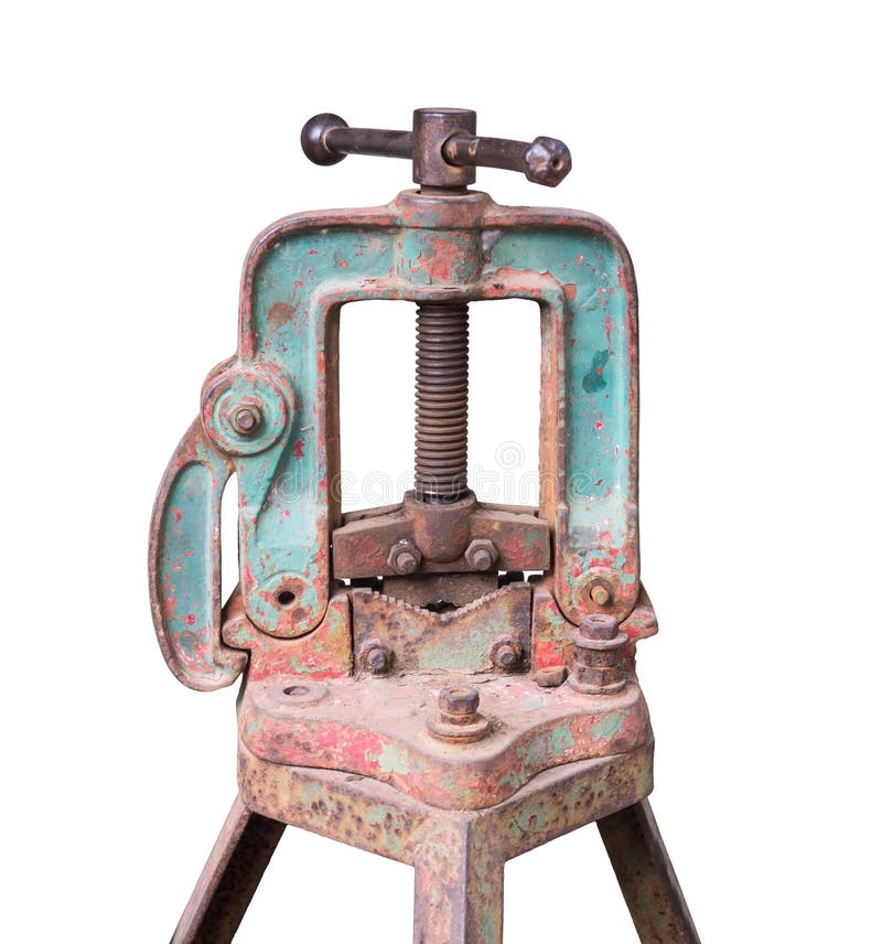 Old Rusty Pipe Vice Isolated on White Stock Image - Image of leverage ...