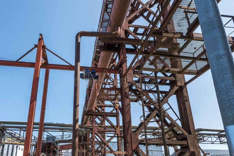 Old Rusty Pipes, Ladders and Frames and Metal Inside an Industrial ...