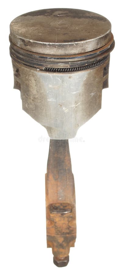 The Old Rusty Piston with a Rod Isolated on a White Background Stock ...