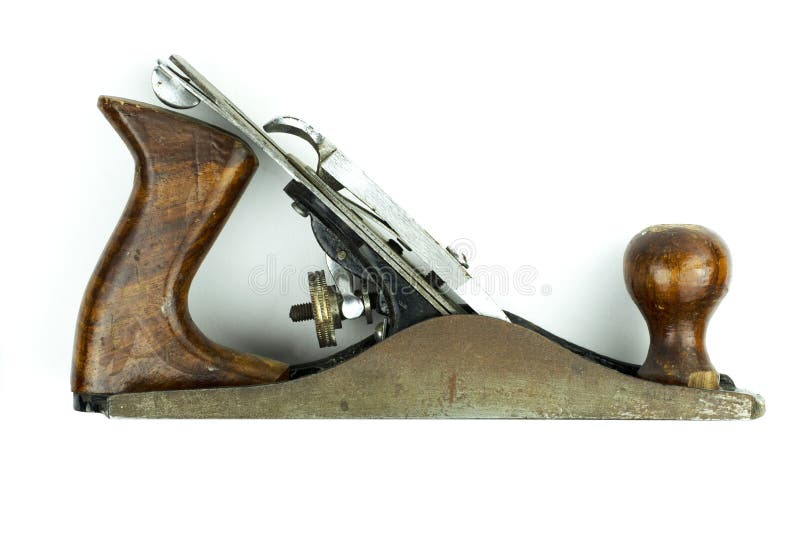 Old Rusty Planer for Woodworking. Isolated on White Stock Image - Image ...