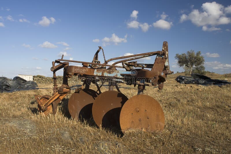 Old and rusty plow. stock photo. Image of farm, countryside - 45958536