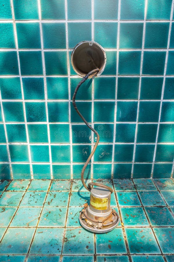 Old and Rusty Pool Light Hanging from Swimming Pool Wall, Illumination ...