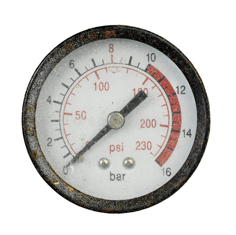 Old Rusty Pressure Gauge Isolated Stock Photo - Image of background ...