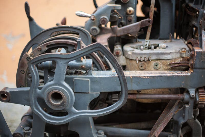 Old Rusty Printing Machine Complex Mechanism of Metal Stock Photo ...