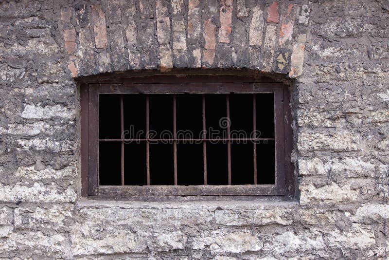 Prison Wall with Metal Window Bars Stock Photo - Image of brick, frame ...