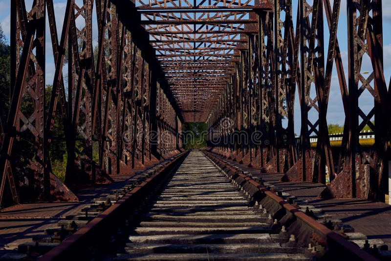 Old rusty railroad bridge stock photo. Image of transportation - 264229608
