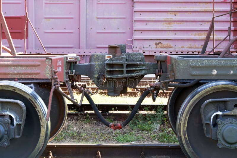 Old, Rusty Railroad Car Coupling Captured on an Abandoned Railway Stock ...