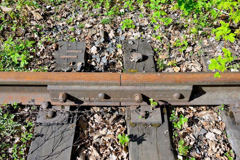 Old Rusty Rails of an Abandoned Railway. Side View Stock Image - Image ...