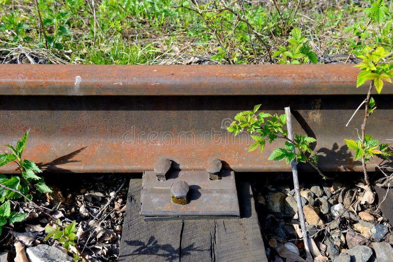 Old Rusty Rails of an Abandoned Railway. Side View Stock Photo - Image ...