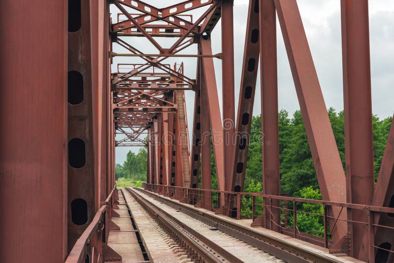 Old Rusty Railway Bridge Over the River Stock Image - Image of ...