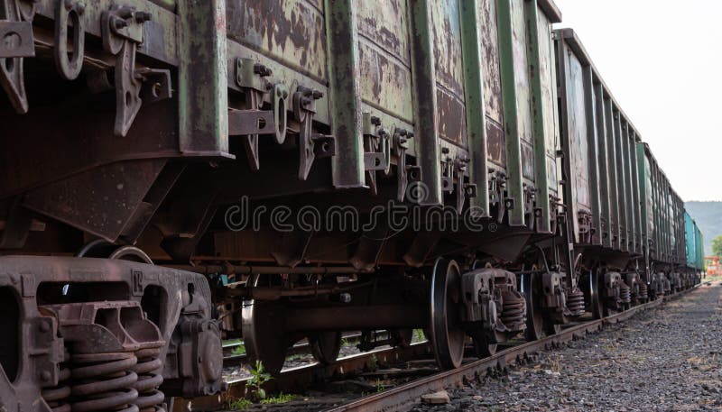 Old Rusty Railway Cars Stand on the Tracks Stock Image - Image of ...