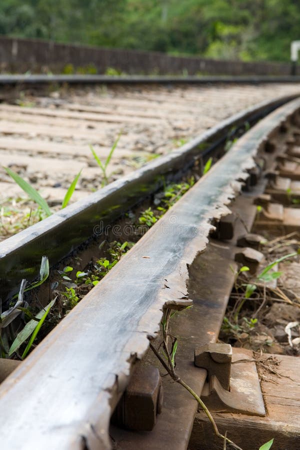 Old Rusty Railway Rail of the Existing Road Close-up Stock Photo ...