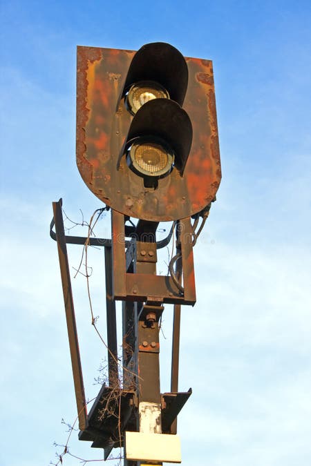 Old Rusty Railway Traffic Lights Stock Photo - Image of electricity ...