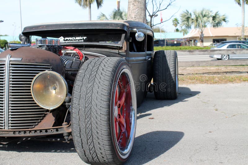 Old Rusty Rat Rod editorial photo. Image of headlamps - 53854036