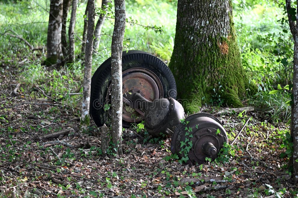 Old rusty rear axle stock photo. Image of tyre, farming - 343901312