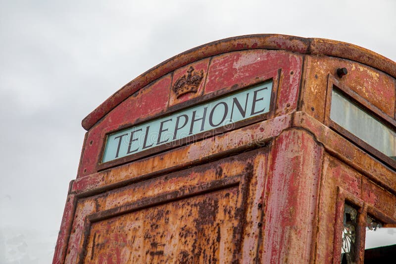 Old Rusty Red Telephone Box Stock Photo - Image of telephone, retro ...