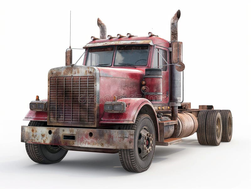 An Old Rusty Red Truck Isolated on a White Background Stock Image ...