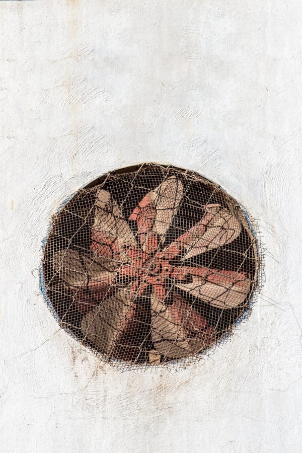Old Rusty Red Ventilation Fan on Display Stock Image - Image of ...