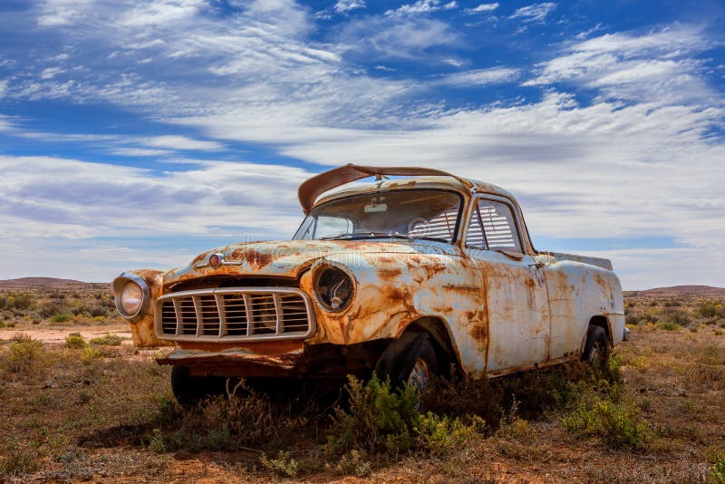 Old Rusty Relic Car in Australian Outback Stock Photo - Image of scenic ...