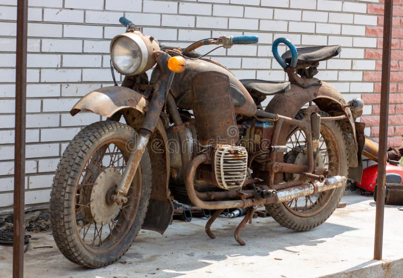 Old Rusty Retro Motorcycle. Bike for Restoration. Stock Photo - Image ...