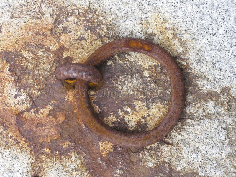 Old Rusty Ring and Hinge Embeded in Stone Stock Photo - Image of hinged ...