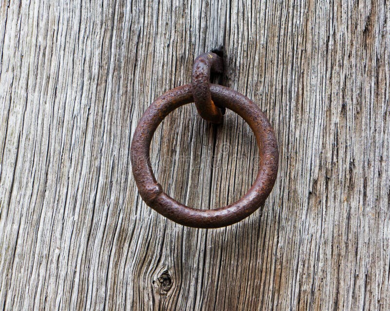 Old Rusty Ring on the Wooden Door Stock Photo - Image of wall, door ...