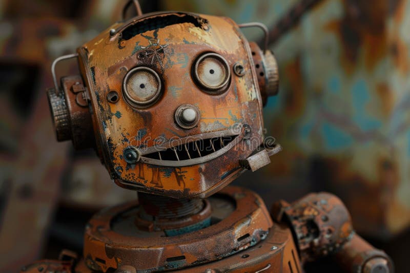 Old Rusty Robot in Junkyard Stock Photo - Image of steampunk, screws ...