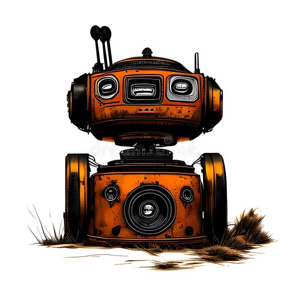 Old Rusty Robot on the Scrapheap Stock Illustration - Illustration of ...