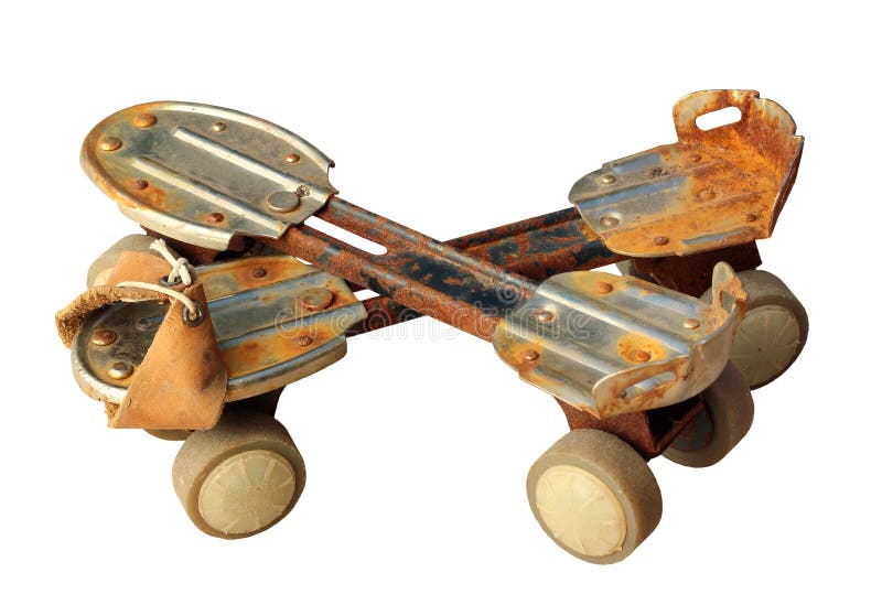 Old Rusty Roller Skates, Isolated on White Stock Photo - Image of mess ...