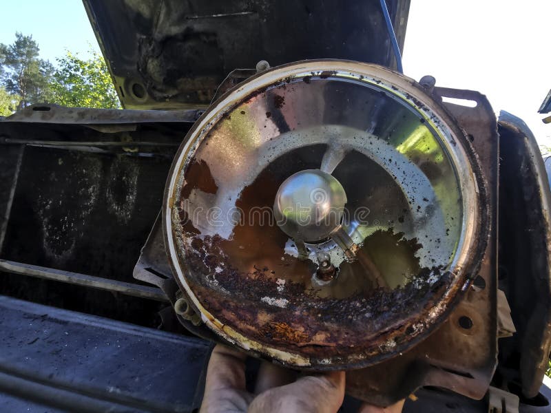 Old Rusty Round Headlight without Glass Stock Image - Image of ...