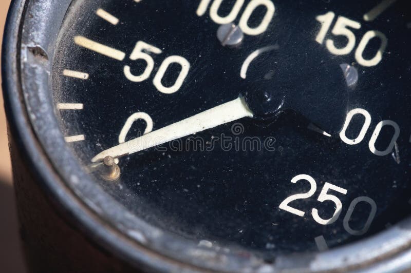 Old Rusty Round Industrial Pressure Gauge with Numbers on a Black Dial ...