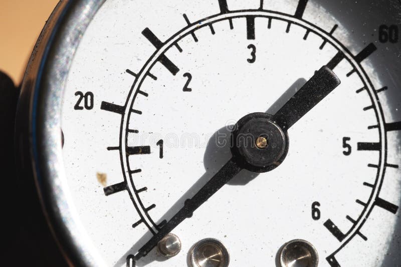Old Rusty Round Industrial Pressure Gauge with Numbers on a White Dial ...