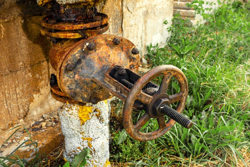 Old Rusty Round Tap of Tank Closeup, Outdoor Stock Image - Image of ...