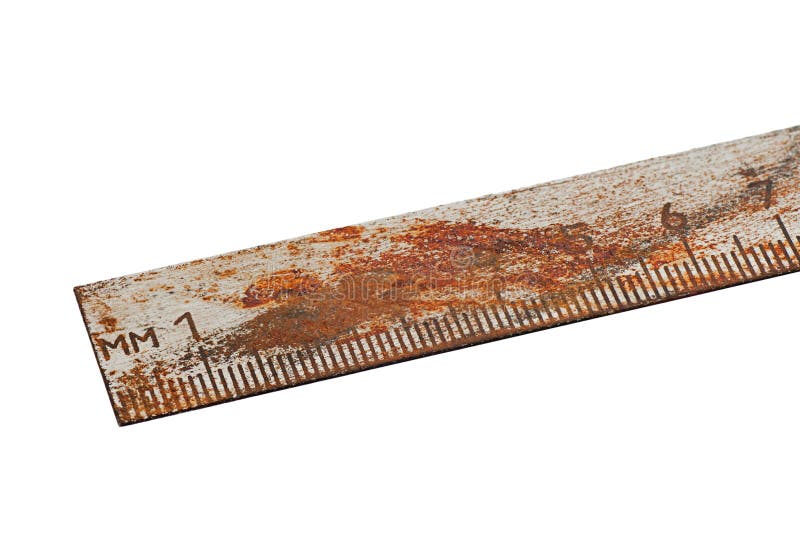 Old Rusty Ruler, Isolated on a White Stock Image - Image of beam ...