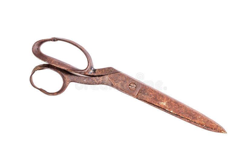 Old Rusty Scissors Isolated on White Stock Image - Image of tool ...