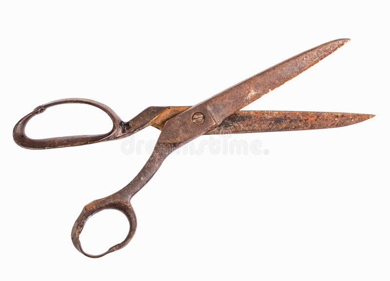 Old Rusty Scissors Isolated on White Stock Photo - Image of retro, clip ...