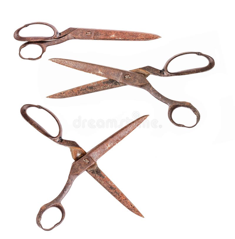 Old Rusty Scissors Isolated on White Stock Photo - Image of aged, dirty ...