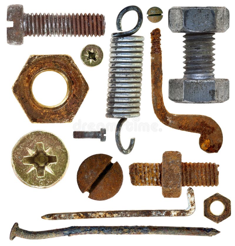 Collection Old Rusty Heads and Bolts Stock Photo - Image of nail ...