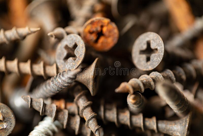 Old Rusty Screws and Nails. Background for Construction and Industry ...